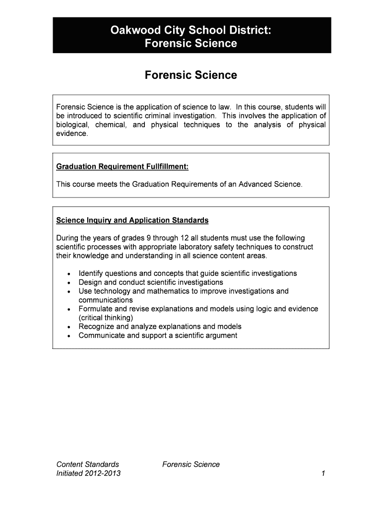 Forensic Science For High School Pdf - Fill Online, Printable, Fillable ...