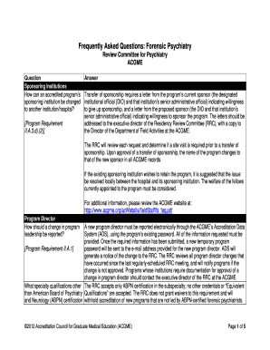 Fillable Online Frequently Asked Questions: Forensic Psychiatry - acgme ...