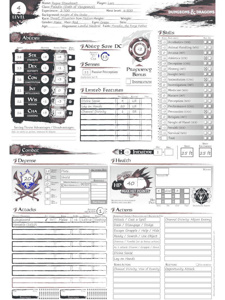 D&D 5th Edition Character Record Sheet - Fill Out, Sign & Share Online ...