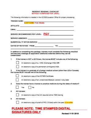 Fillable Online Resident Renewal Checklist - Bay Pines VA Healthcare ...