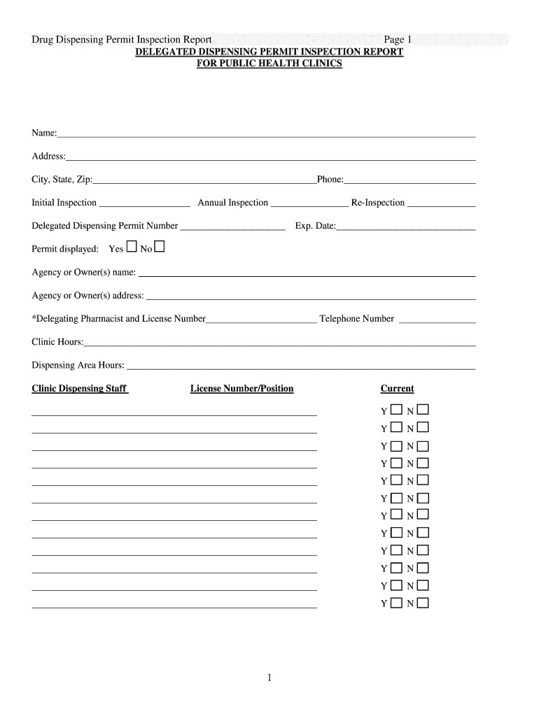 Fillable Online dhhs ne DELEGATED DISPENSING PERMIT INSPECTION REPORT ...