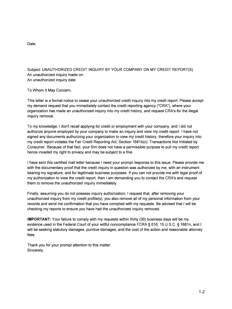 Get Dispute Inquiries On Credit Report Sample Letter Cecilprax