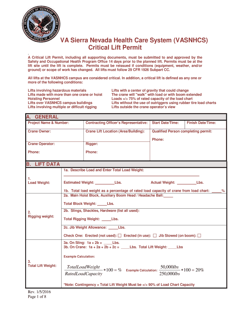 Fillable Online Planned Critical Lift Mobile Crane Permit - VA Vendor ...
