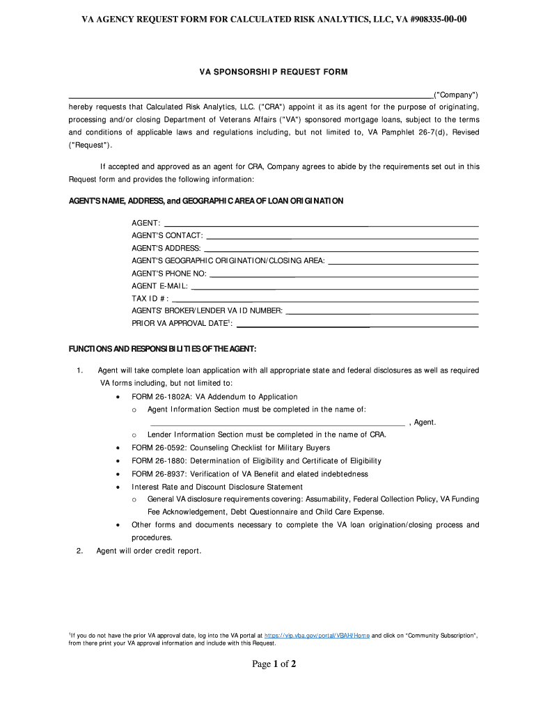Fillable Online VA Sponsorship Request Form Fax Email Print - pdfFiller
