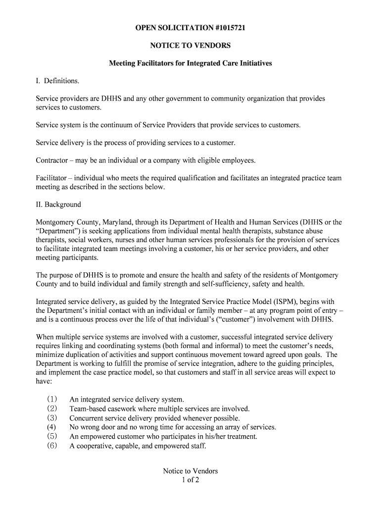 Fillable Online OPEN SOLICITATION #1015721 Notice to Vendors 1 of 2 ...