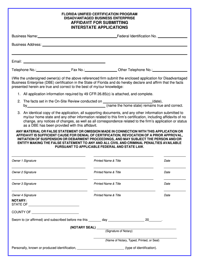 Fillable Online UCP INTERSTATE AFFIDAVIT FORM Fax Email Print - pdfFiller