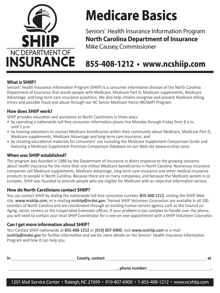 Fillable Online Medicare and Seniors' Health Insurance Information ...
