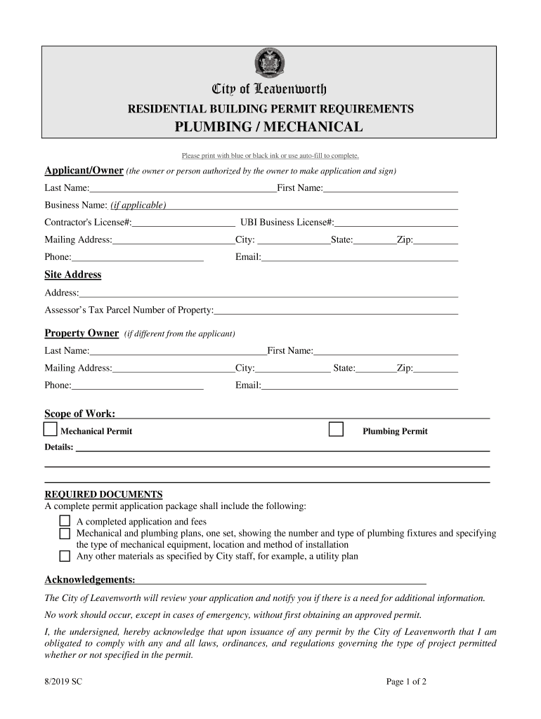 Fillable Online Residential Building Permit Requirements New ...