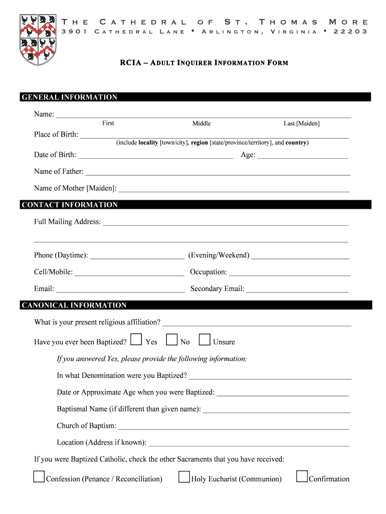 Fillable Online Inquirer Info Form Fax Email Print - pdfFiller