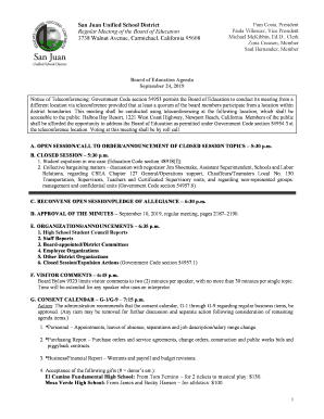 Fillable Online San Juan Unified School District Pam Costa, President ...