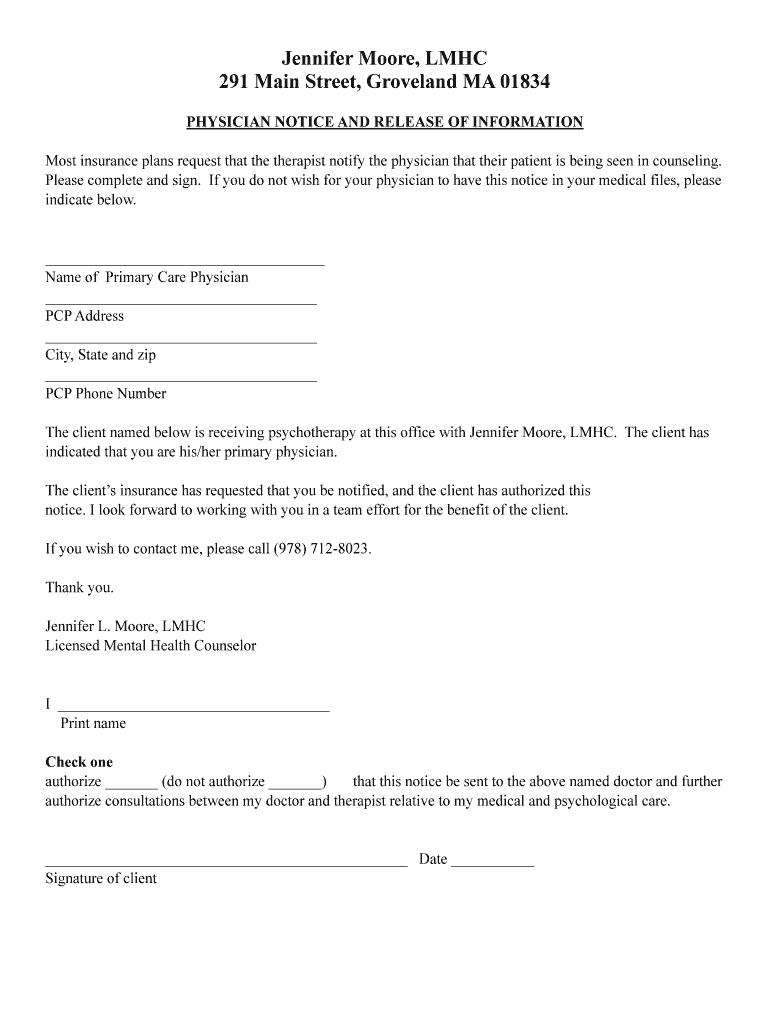 Fillable Online PCP letter Fax Email Print - pdfFiller