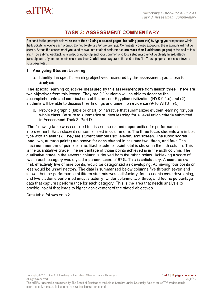 Fillable Online Secondary History-Social Studies AssessmentTask 3 Fax ...