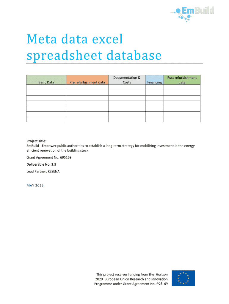 Fillable Online Meta data excel spreadsheet database - EmBuild Fax ...