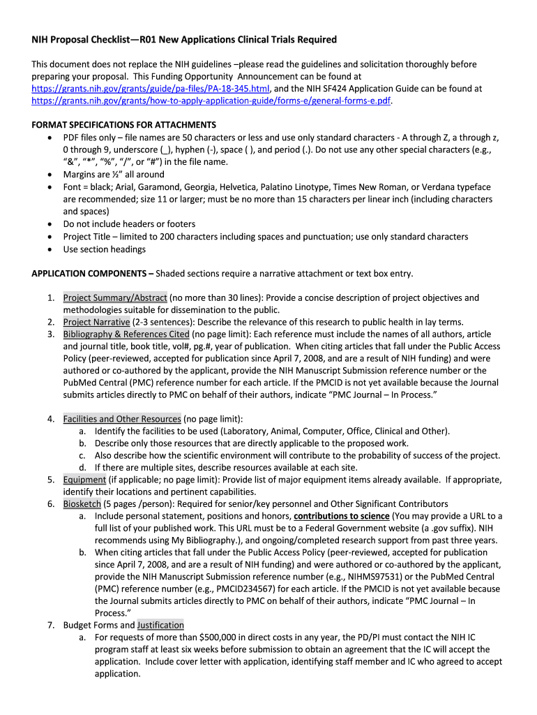 Fillable Online NIH Grants.gov Proposal Review Checklist - Brown ...