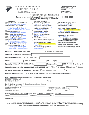 Fillable Online Request for Credentialing. Request Fax Email Print - pdfFiller