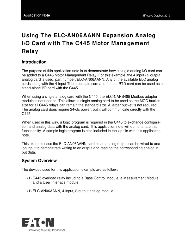 Fillable Online Using the ELC-AN06AANN expansion analog I/O card with ...