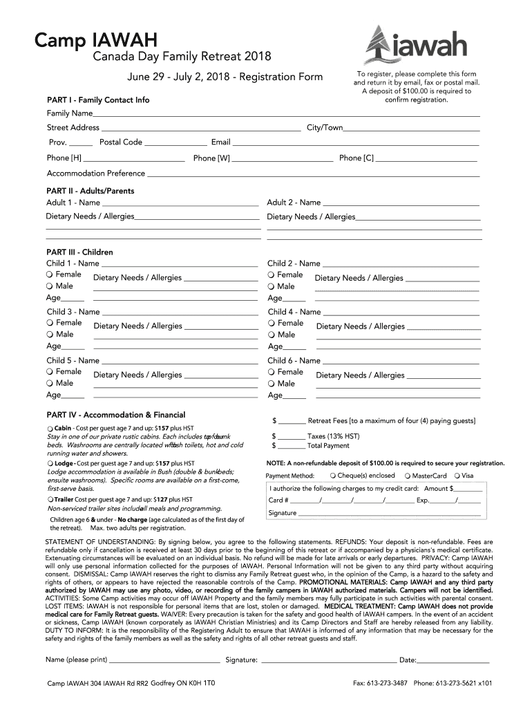 Fillable Online StaffToday's Family Day Camps Fax Email Print - pdfFiller