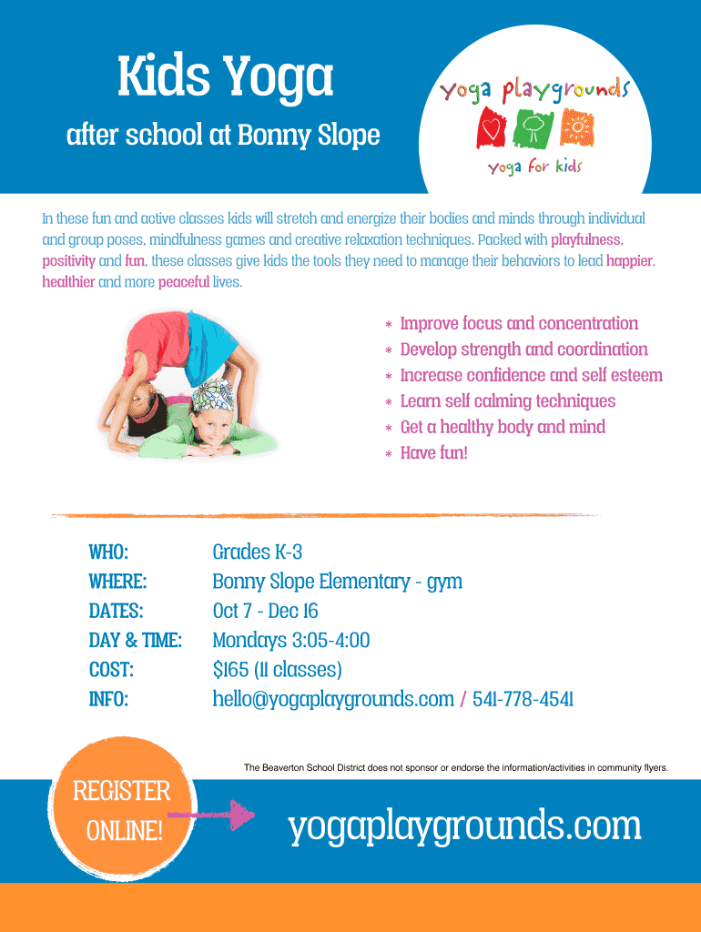 Fillable Online bonny slope elementary - Bonny Slope Community ...