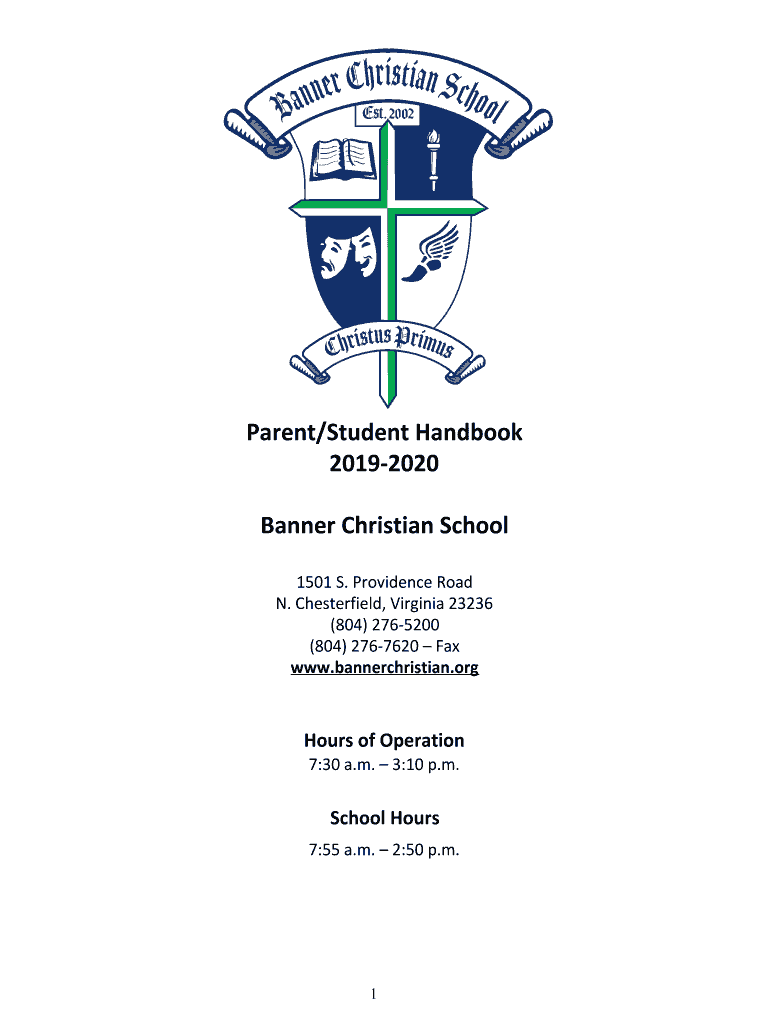 Fillable Online Parent/Student Handbook Banner Christian School - PDF ...
