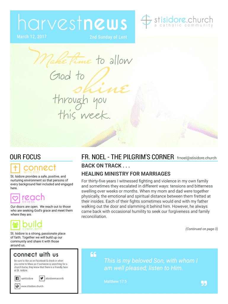 Fillable Online St. Isidore the Farmer Area Faith Community Fax Email ...