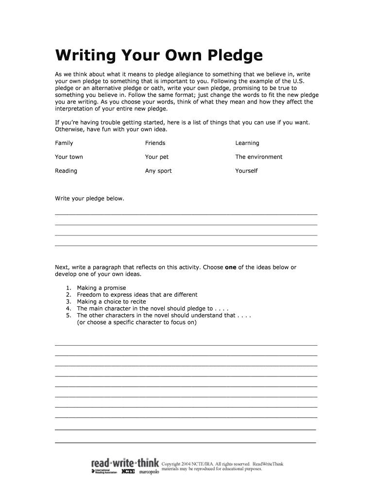 Fillable Online Like the flag, Pledge of Allegiance means something ...