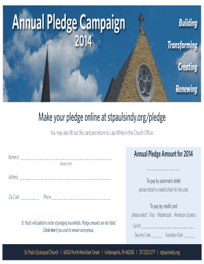 Fillable Online Annual Pledge Campaign - St. Paul's Indy Fax Email ...