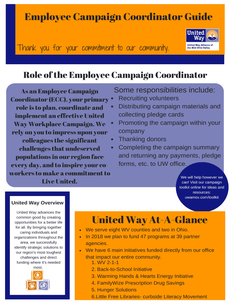 Fillable Online employee campaign coordinator guide - United Way for ...