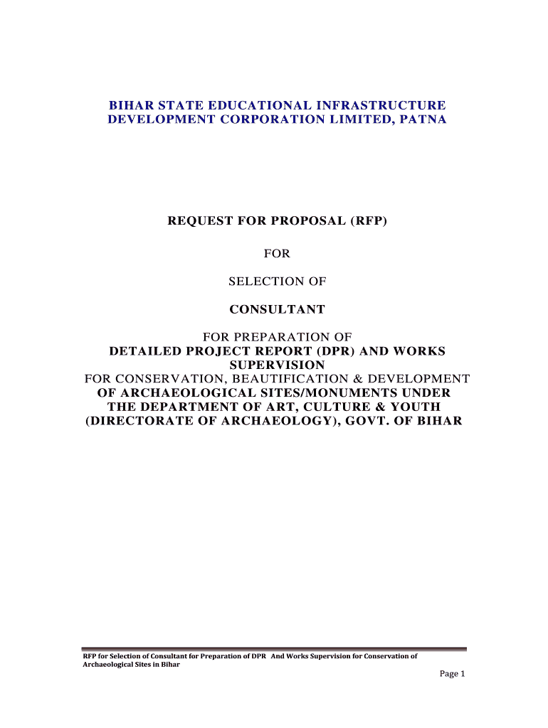 Fillable Online RFP for Consultancy Services for preparation of ...