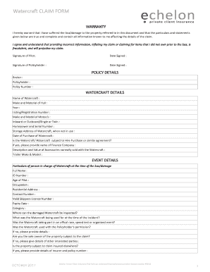 Fillable Online Echelon Watercraft Theft and Property Loss Claim Form ...
