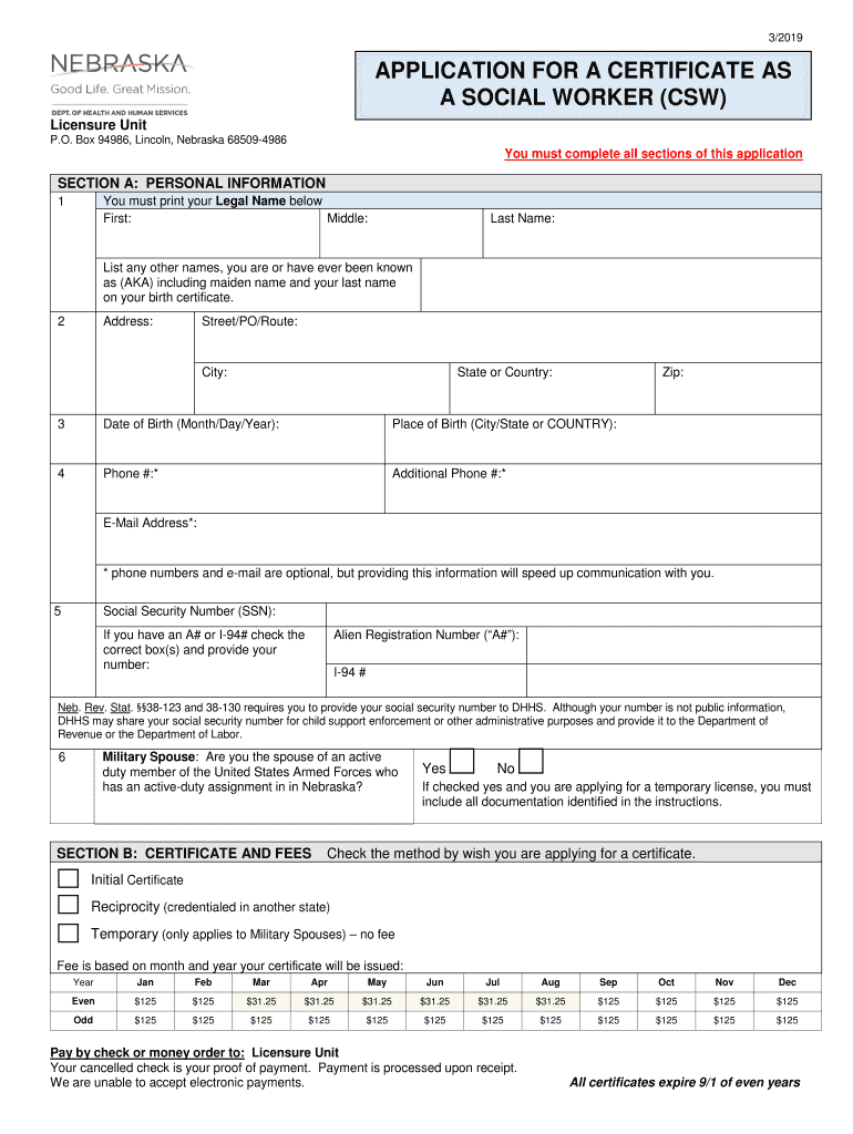 Fillable Online dhhs ne DSPS Social Worker Section Position Statements ...
