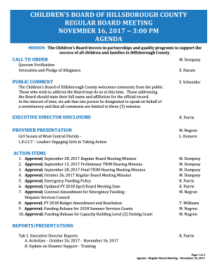 Fillable Online CHILDRENS BOARD OF HILLSBOROUGH COUNTY REGULAR BOARD ...