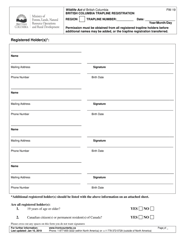 Fillable Online Trapline Transfer/Registration - Authorization Guidance ...