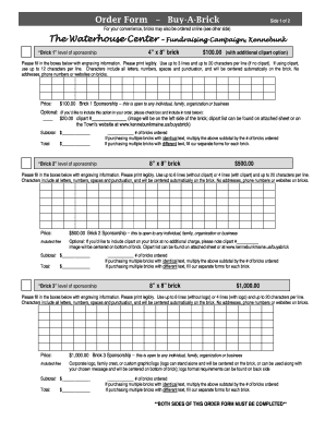 Fillable Online Town of Kennebunk Engraved Brick Order Form - Brick ...