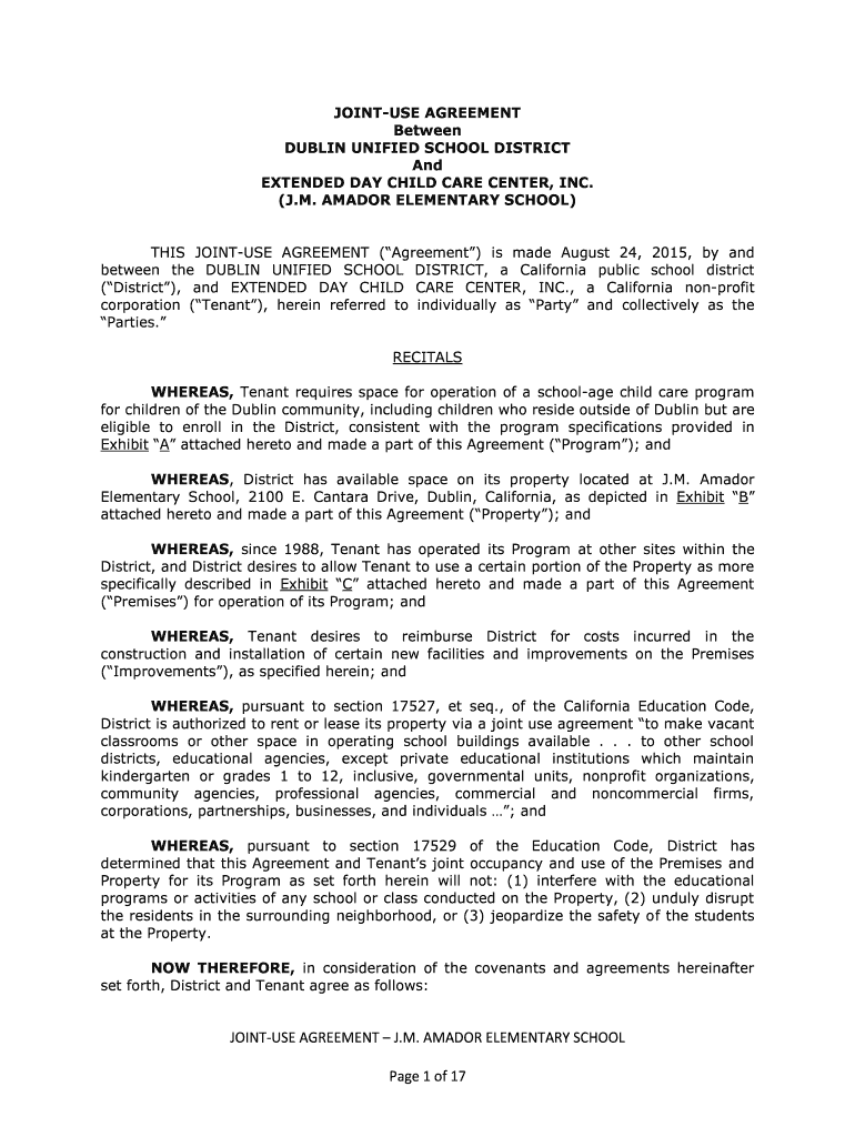 Fillable Online JOINT-USE AGREEMENT AND LEASE Fax Email Print - pdfFiller