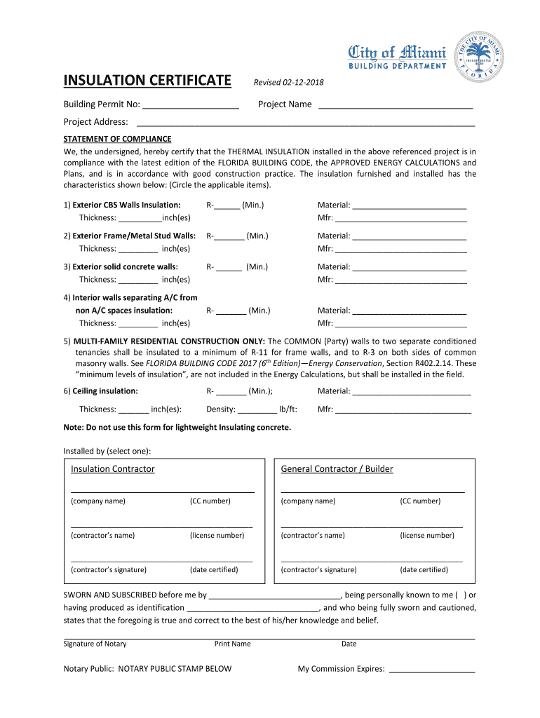 Fillable Online Insulation Affidavit PDF Opens in New Window - City of ...