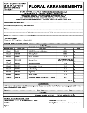 Fillable Online flower show schedule and regulations - Kent County Show ...