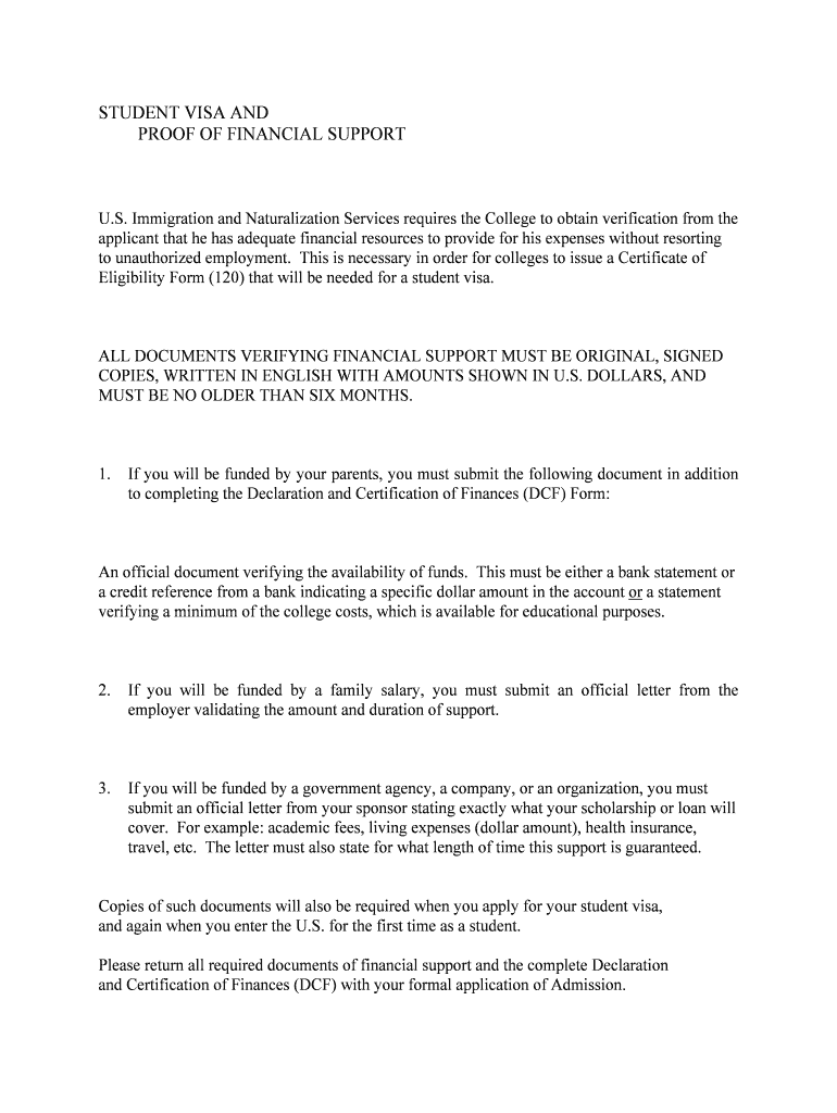 Fillable Online Proof of Financial Support and Affidavit of Support ...