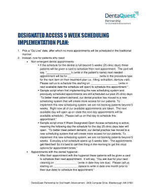 Fillable Online DESIGNATED ACCESS 5 WEEK SCHEDULING Fax Email Print ...