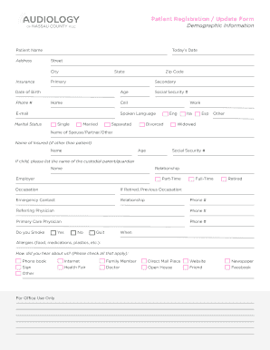 Fillable Online Patient Registration / Update Form Demographic Information Fax Email Print ...