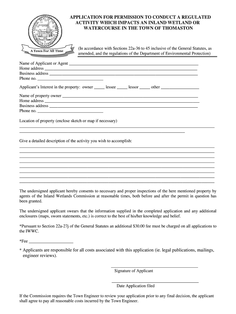 Fillable Online inland wetlands and watercourses regulations for the town of ... Fax Email Print ...