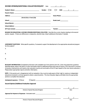 Fillable Online SECOND OPINION/ADDITIONAL EVALUATION REQUEST Fax Email ...