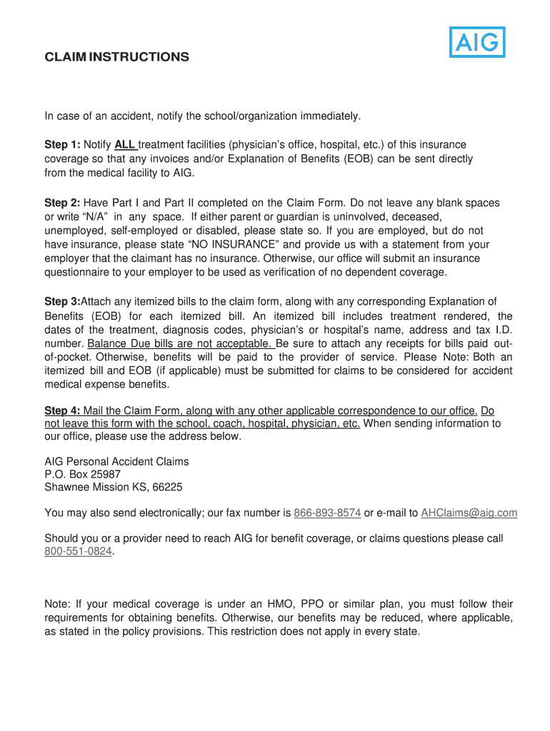 Fillable Online AIG%20-%20Special%20Risk%20Accident%20Claim%20Form.pdf ...