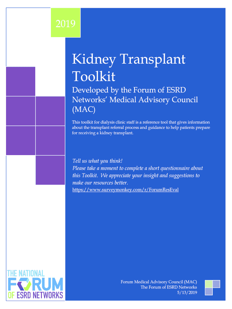 Fillable Online Kidney Transplant Toolkit - End Stage Renal Disease ...