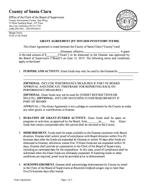 Fillable Online Grant Agreement Template (2019-2020) Fax Email Print ...
