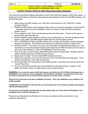 Fillable Online PATIENT INSTRUCTIONS for MDI (Metered Dose Inhaler ...