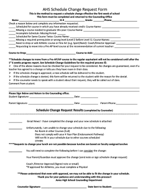 Fillable Online ahs annaisd AHS Schedule Change Request Form Fax Email ...