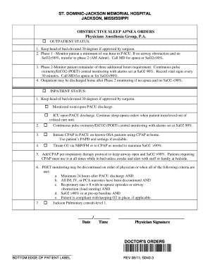 Fillable Online OBSTRUCTIVE SLEEP APNEA ORDERS Fax Email Print - pdfFiller