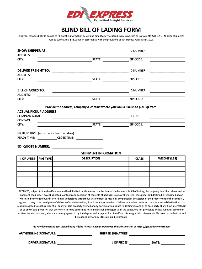 Edi Bill Of Lading - Fill Online, Printable, Fillable, Blank | pdfFiller