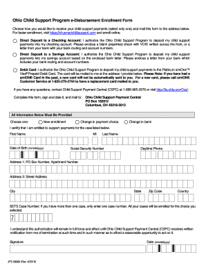 Fillable Online Ohio Child Support Program e-Disbursement Enrollment ...