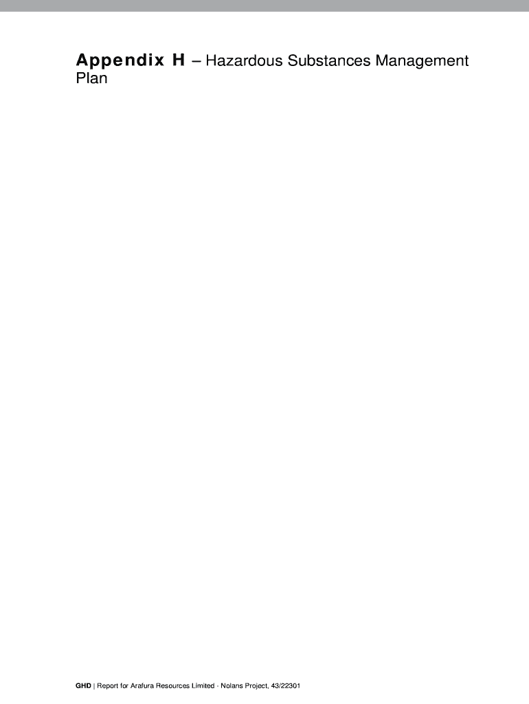 Fillable Online Hazardous Substances Management Plan - Arafura ...